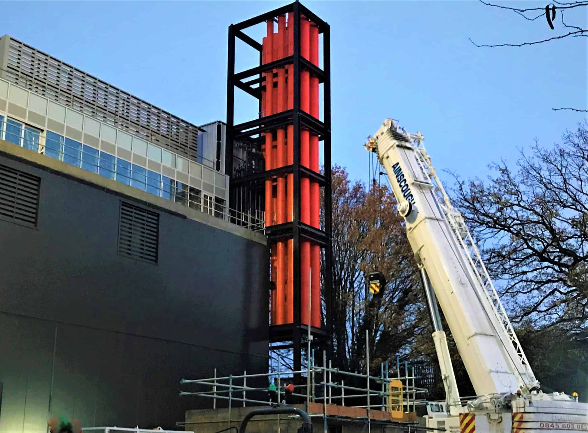 Feature pipe & flue stack installed at Poole Road energy centre - ThamesWey